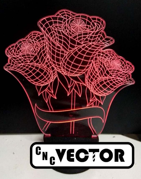 Vector LED 3d acrylic rose lamps for CNC or laser cutting | Etsy