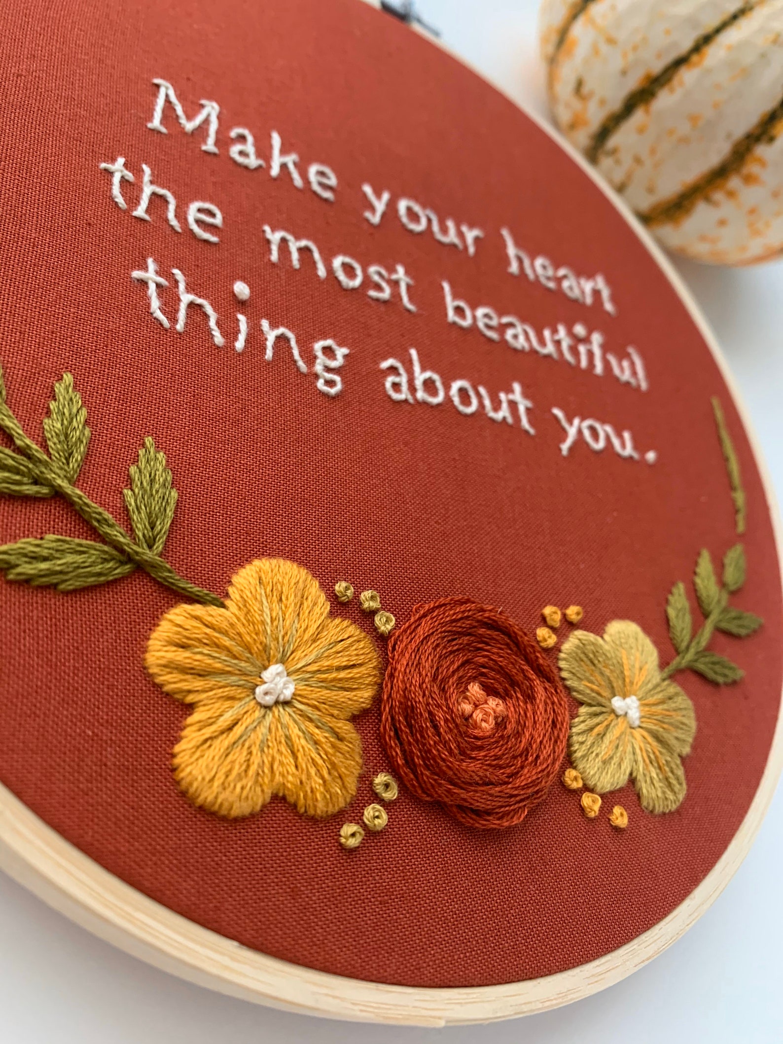 Floral Embroidery Hoop Art - Embroidered Quote- Custom Embroidery ...