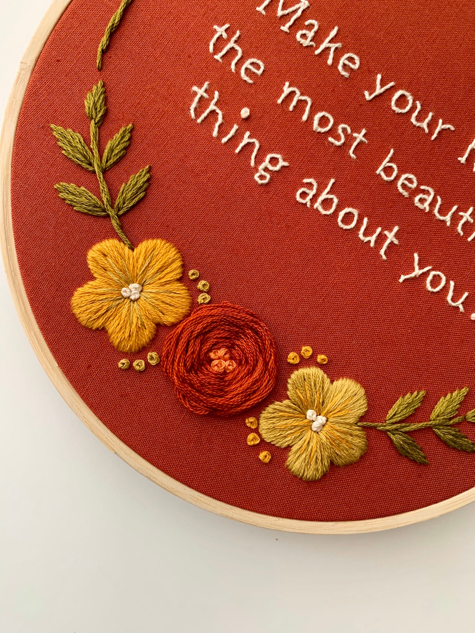 Floral Embroidery Hoop Art Embroidered Quote Custom Embroidery Quotes ...