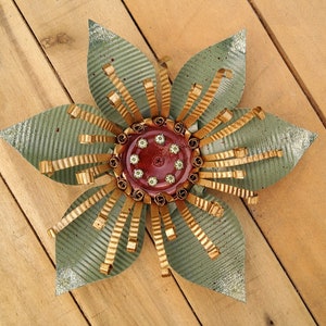 The Heritage Collection With 7 Metal Flowers in Gold, Burgundy ...