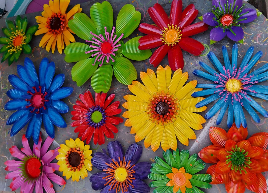 The Double Rainbow Collection. A Large, Bright Set of 14 Upcycled Metal ...