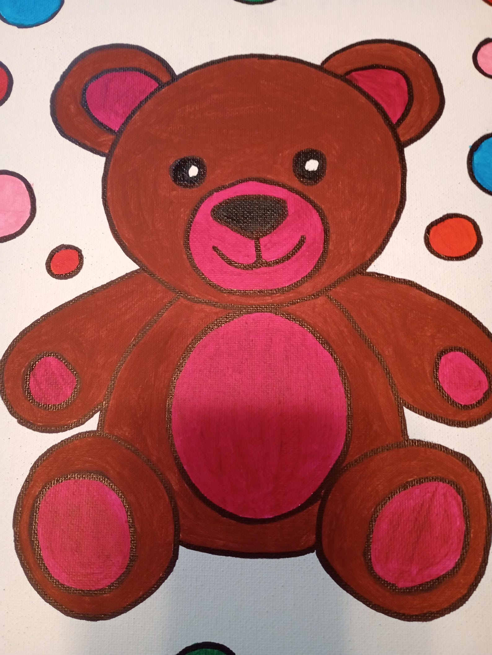 Cute Teddy Bear Acrylic Painting on Canvas Wall Hanging Art - Etsy