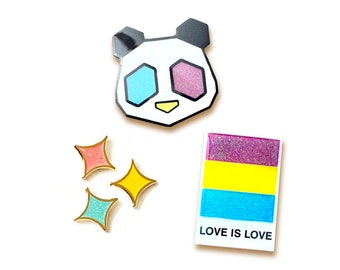 Pride Stars Hard Enamel Pins Rainbow Golden Plated Glitter | Etsy