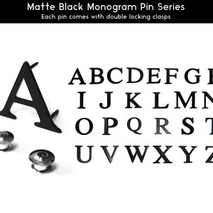 A-Z LETTER A LAPEL Pin Monogram Black Matte Initial Letter Alphabet ...
