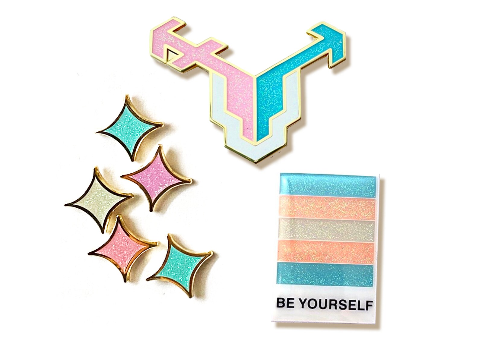 Transexual Stars Hard Enamel Pins Gold Filler Pink Blue White Black ...