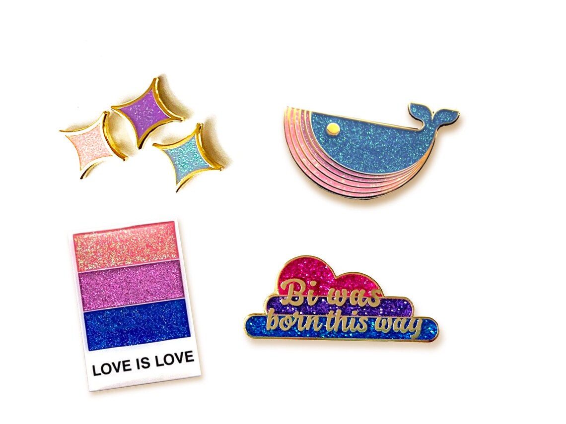 Bisexual Stars Hard Enamel Pins Pink Purple Blue Golden - Etsy