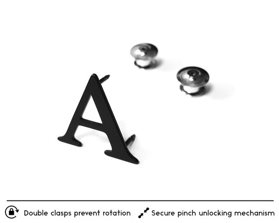 A-Z LETTER A LAPEL Pin Monogram Black Matte Initial Letter | Etsy