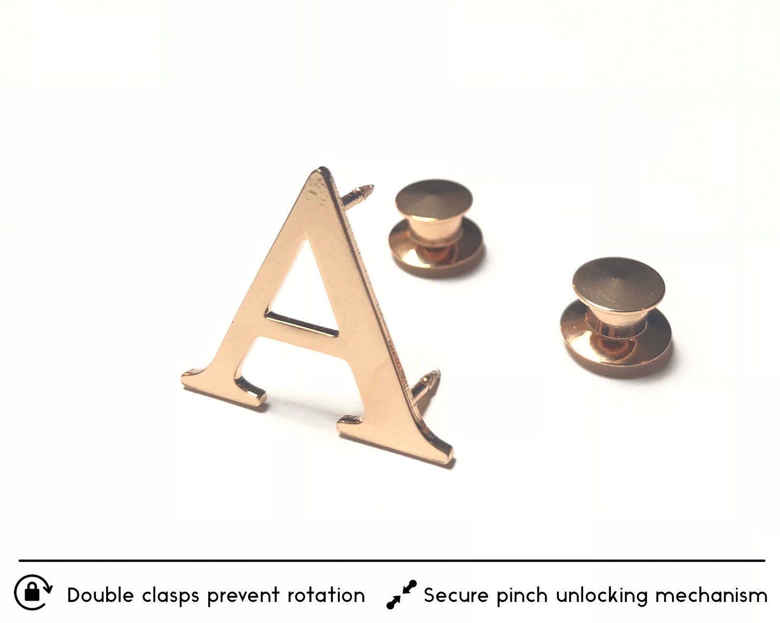 A-Z LETTER LAPEL Pin Monogram Gold Brass Rose Initial Letter Alphabet ...