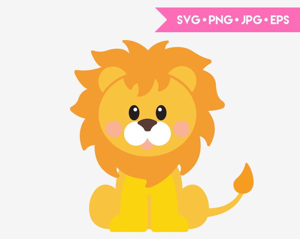 Cute Baby Lion SVG Cut File for Cricut and Silhouette. Digital Clipart ...