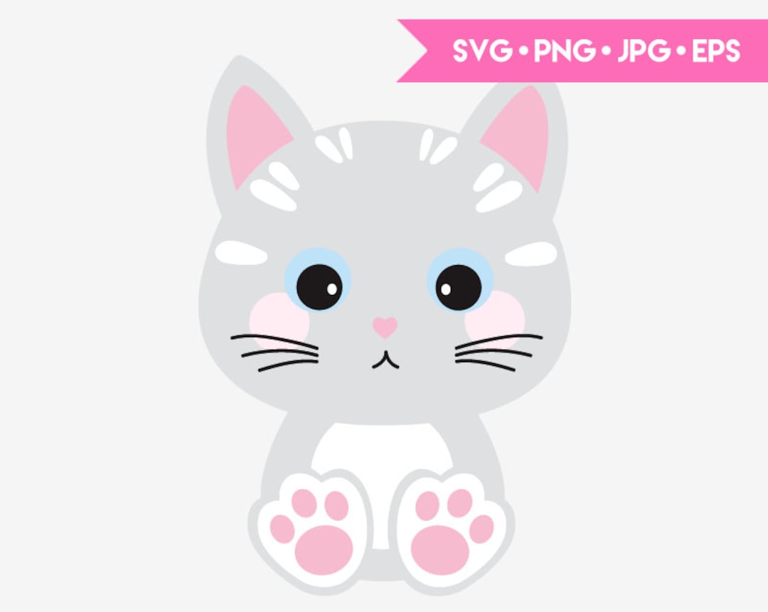 Cute Cat SVG Cut File for Cricut and Silhouette. Digital Clipart ...