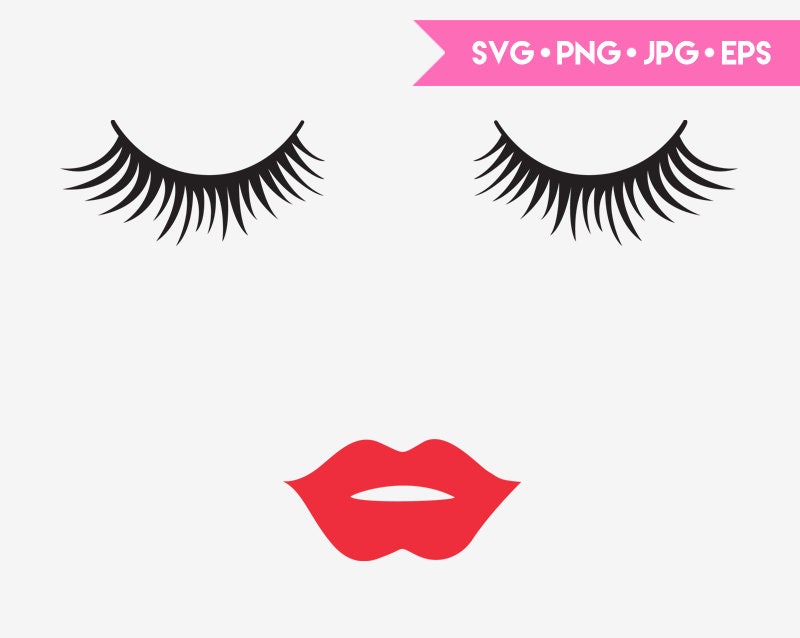 Eyelashes & Lips SVG Cut File for Cricut and Silhouette. Digital ...