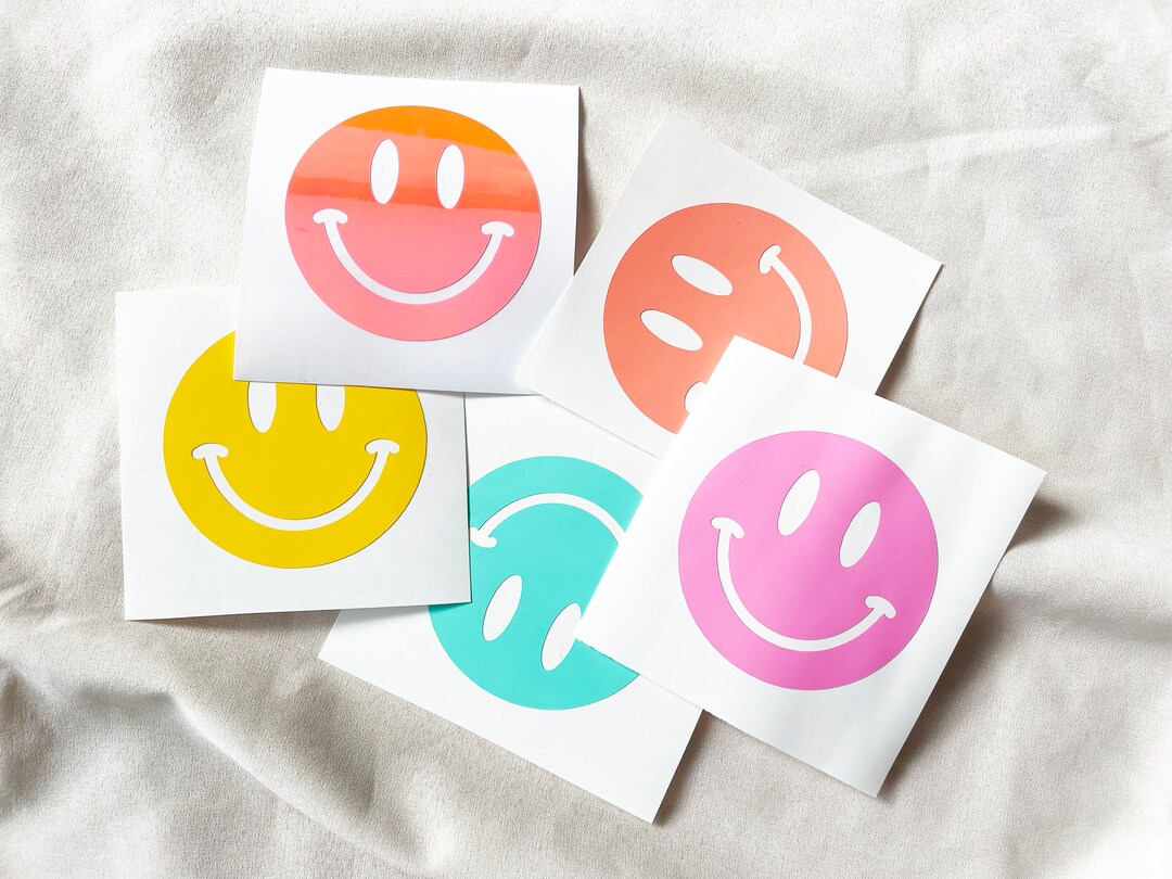 Smiling Face Decal Sticker for Water Bottle, Tumbler, Laptop, Car ...