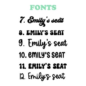 Name Seat Sticker for Car, Seat Name Car Decal, Passenger Princess ...