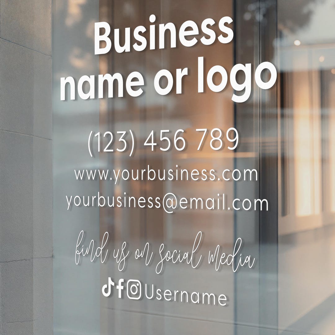 Custom Window Decal, Storefront Business Logo Sticker, Vinyl Door Sign ...