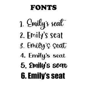 Name Seat Sticker for Car, Seat Name Car Decal, Passenger Princess ...