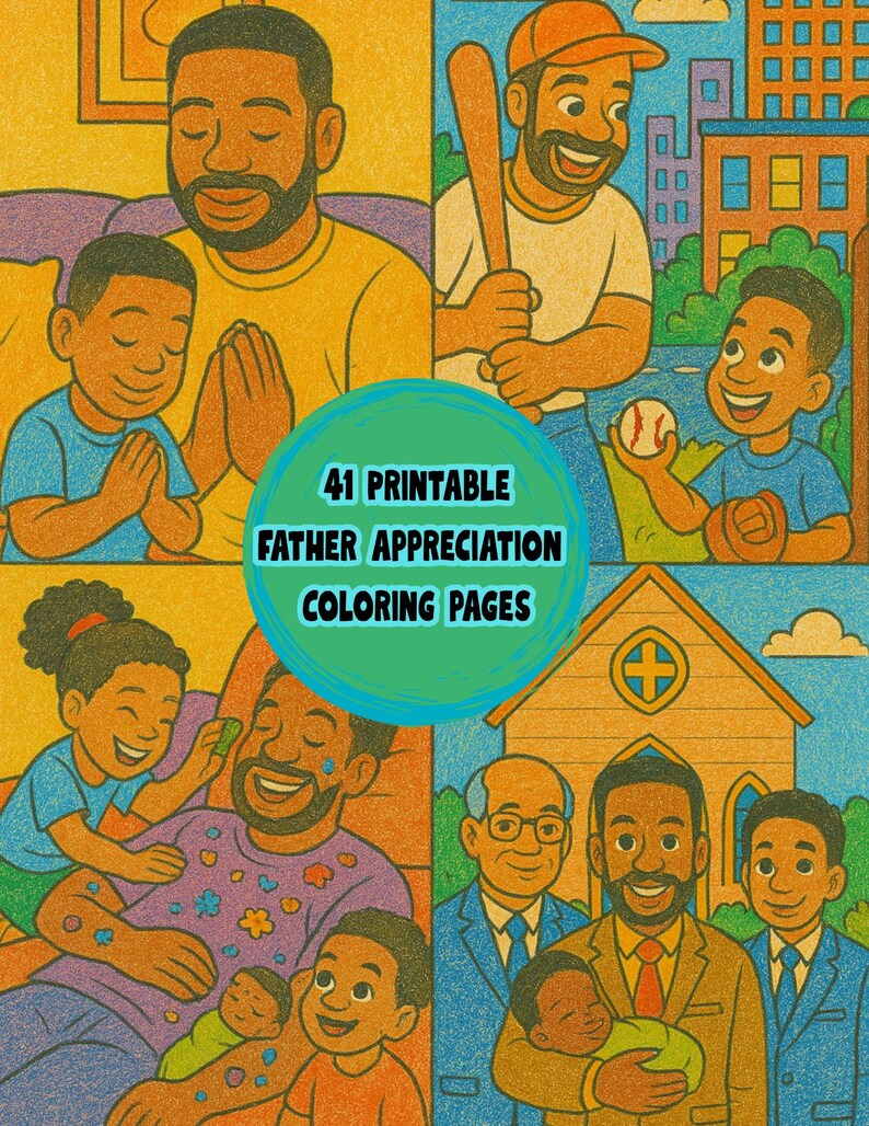 Black Dad Magic | Father’s Day Coloring Book for All Ages | 41 Cultural ...