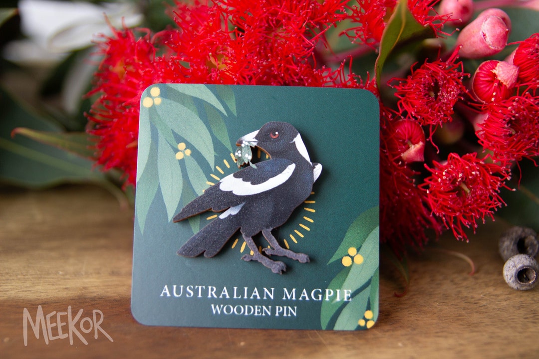 Magpie Wooden Pin | Natural Wooden Pin | Australian Made | Original ...