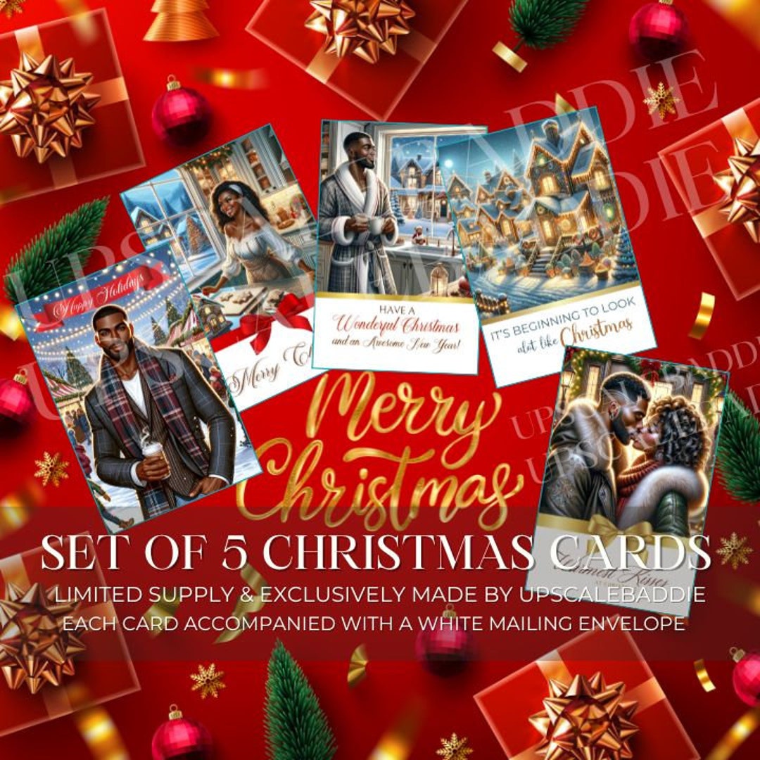 5 Holiday Greeting Card Bundle Set | African American Christmas Cards ...