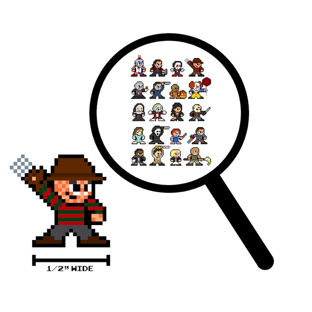 8bit Micro Decals, HORROR ICONS, Set of 20, Pixel Art, for Cell Phones ...