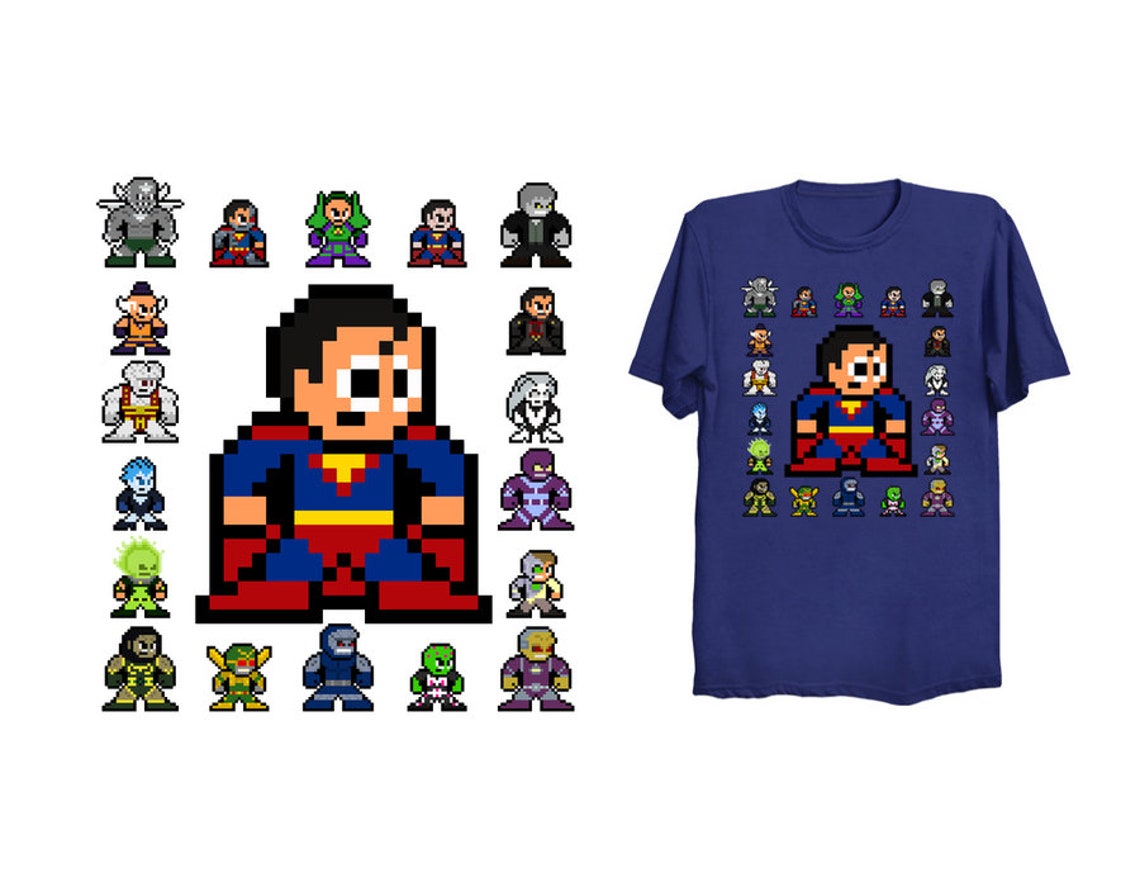 8-bit MAN OF STEEL T-shirt Retro Style Shirt - Etsy