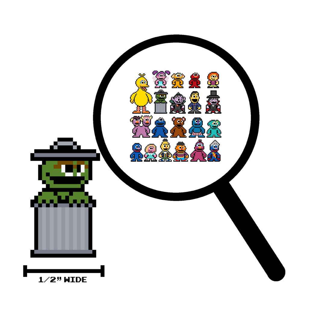 8bit Micro Decals, SESAME STREET, Set of 20, Pixel Art, for Cell Phones ...