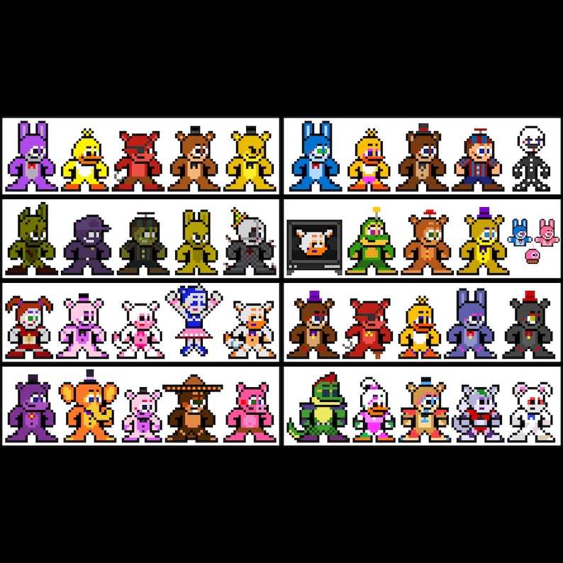 8-bit FNAF Vinyl Decal Sticker Sets Five Nights at | Etsy