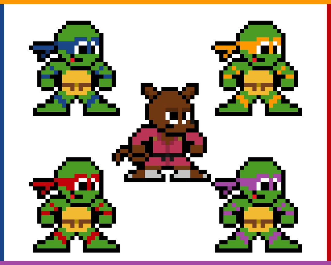 8bit, Vinyl Decals, NINJA TURTLES, Set of 5, Pixel Art, Sticker Sheets ...