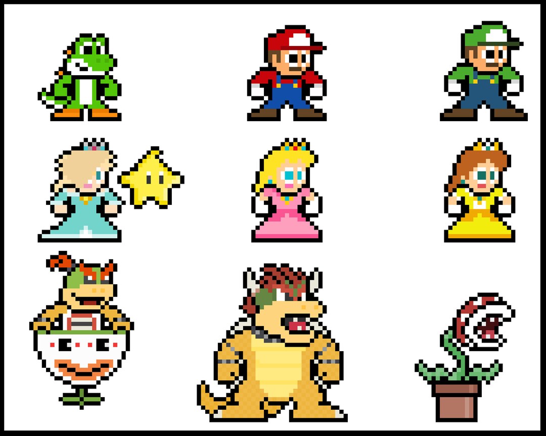 SUPER SMASH BROS 5, 8bit Vinyl Decals, Set of 10, Pixel Art, Sticker Sheet, for Laptops, Switch ...