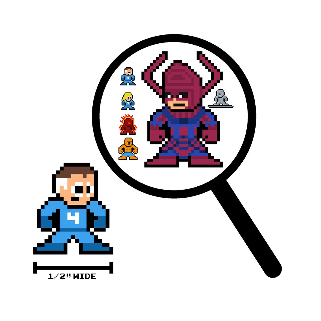 8bit Micro Decals, FANTASTIC FOUR Vs GALACTUS, Pixel Art, for Cell ...