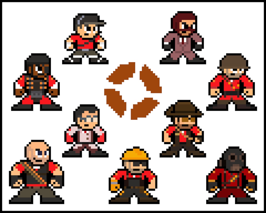 TF2 RED TEAM, 8bit Vinyl Decals, Set of 10, Pixel Art, Sticker Sheet ...