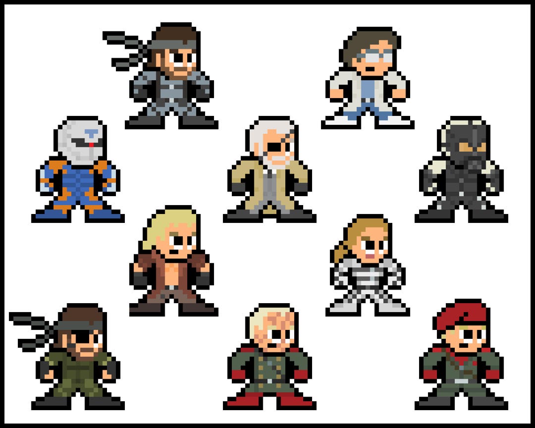 METAL GEAR SOLID, 8bit Vinyl Decals, Set of 10, Pixel Art, Sticker ...