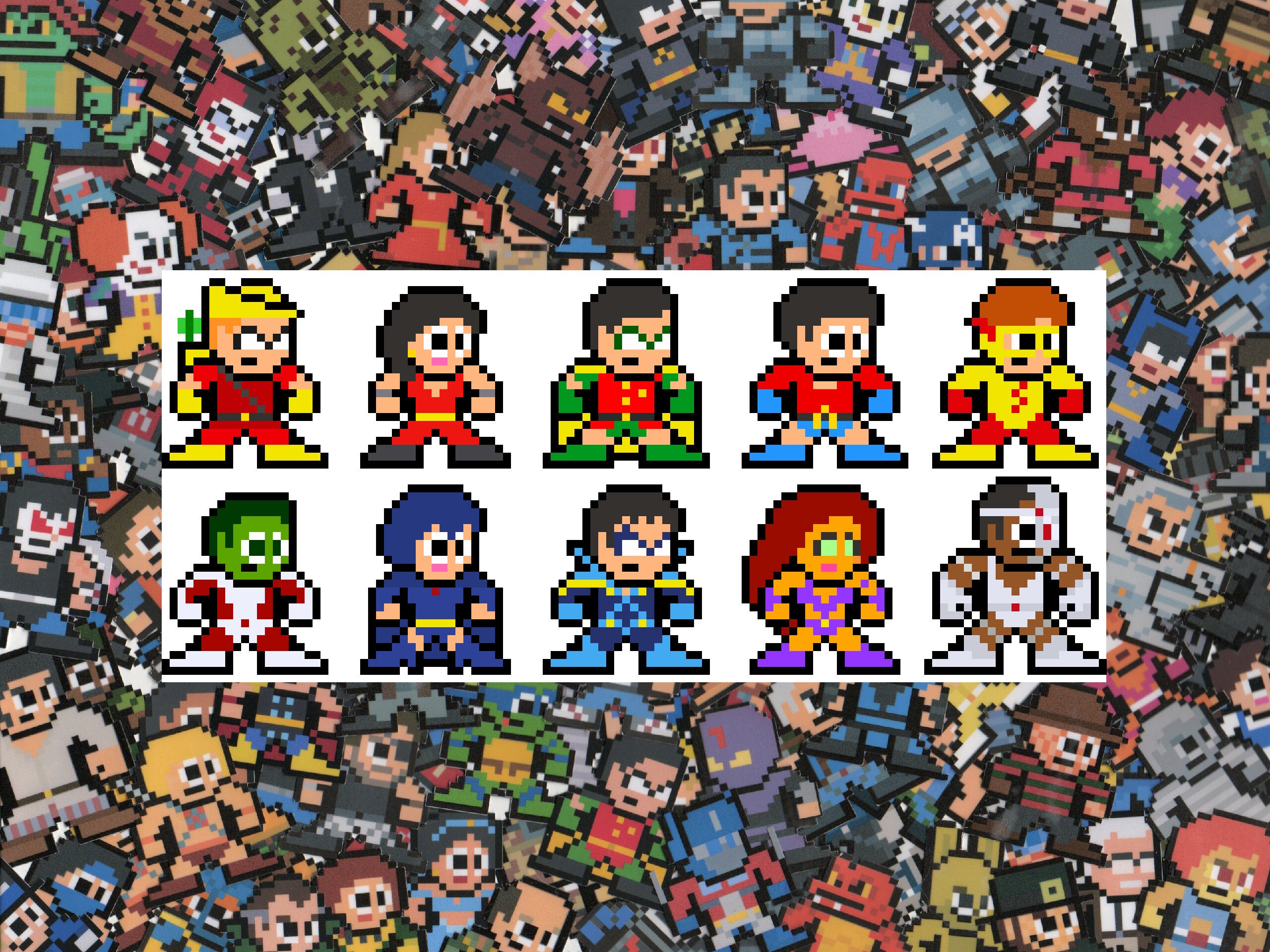 8bit Vinyl Decals, NEW TEENAGE TITANS, Set of 10, Pixel Art, Sticker ...