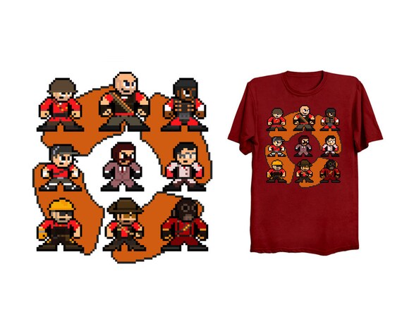 8-bit TF2 RED TEAM T-shirt Retro Style 8bit NES Mega Man Team | Etsy
