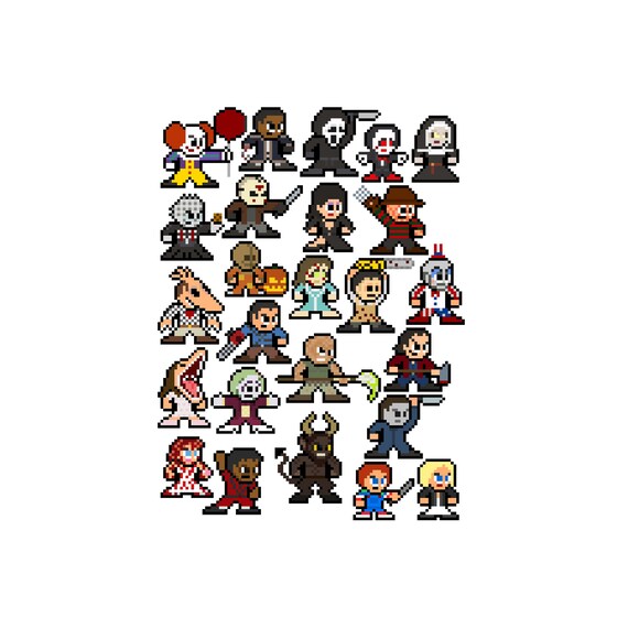 8-bit HORROR ICONS Master Set Vinyl Decal Stickers Pixel Art | Etsy