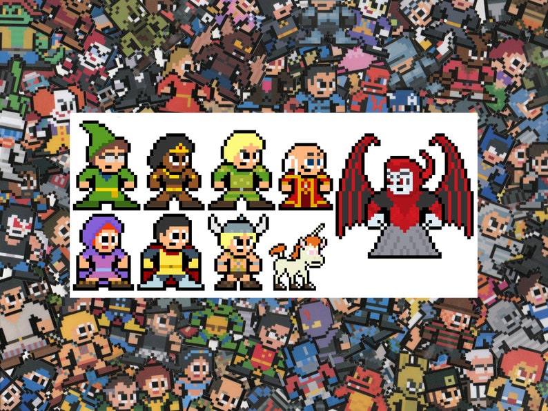 8bit Vinyl Decals, DUNGEONS AND DRAGONS, Set of 9, Pixel Art, Sticker ...