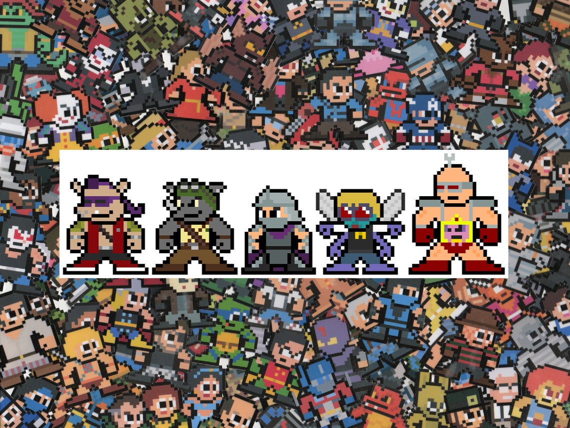 8bit TURTLE VILLAINS Set of 5 Pixel Art Sticker Sheets | Etsy