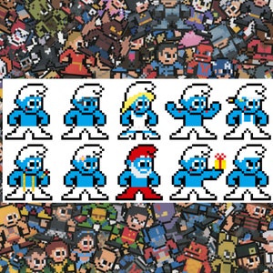 8bit Vinyl Decals, THE SMURFS, Set of 10, Pixel Art, Sticker Sheets ...