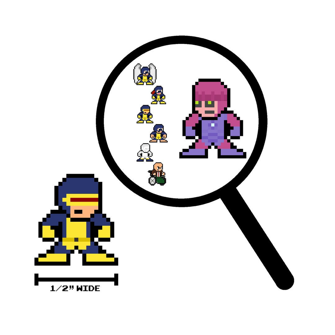 8bit Micro Decals, X-MEN VS SENTINEL, Pixel Art, for Cell Phones, for ...