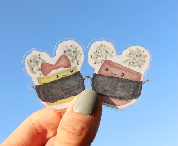 Mickey and Minnie Spam musubi Disney sticker Clear Vinyl | Etsy