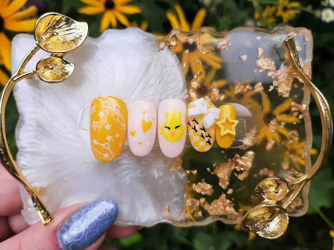 Cute Yellow Mascot Final Fantasy Chocobo Kweh Inspired Handmade Press ...