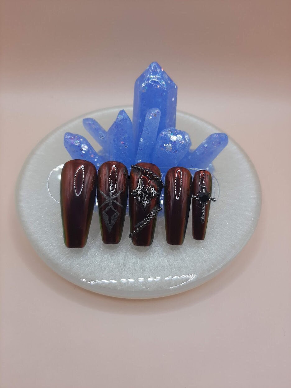 Final Fantasy XIV Dark Knight Soul Crystal Inspired Handmade Press-on ...