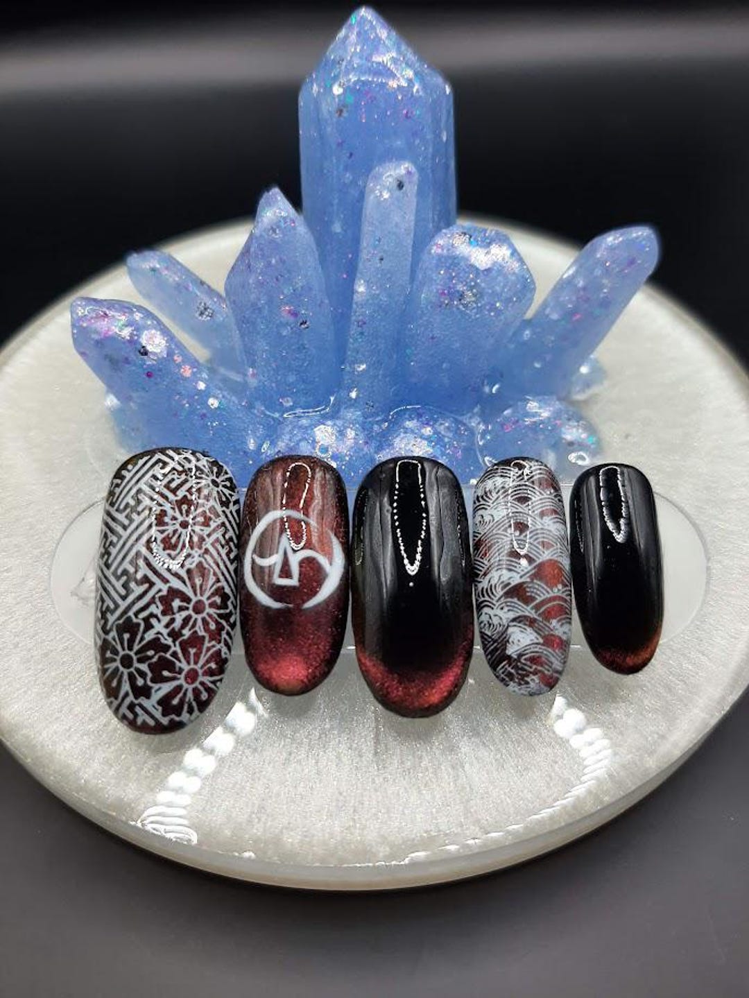 Cat's Eye Gel Handmade Press-on Nails Final Fantasy XIV Samurai Soul ...