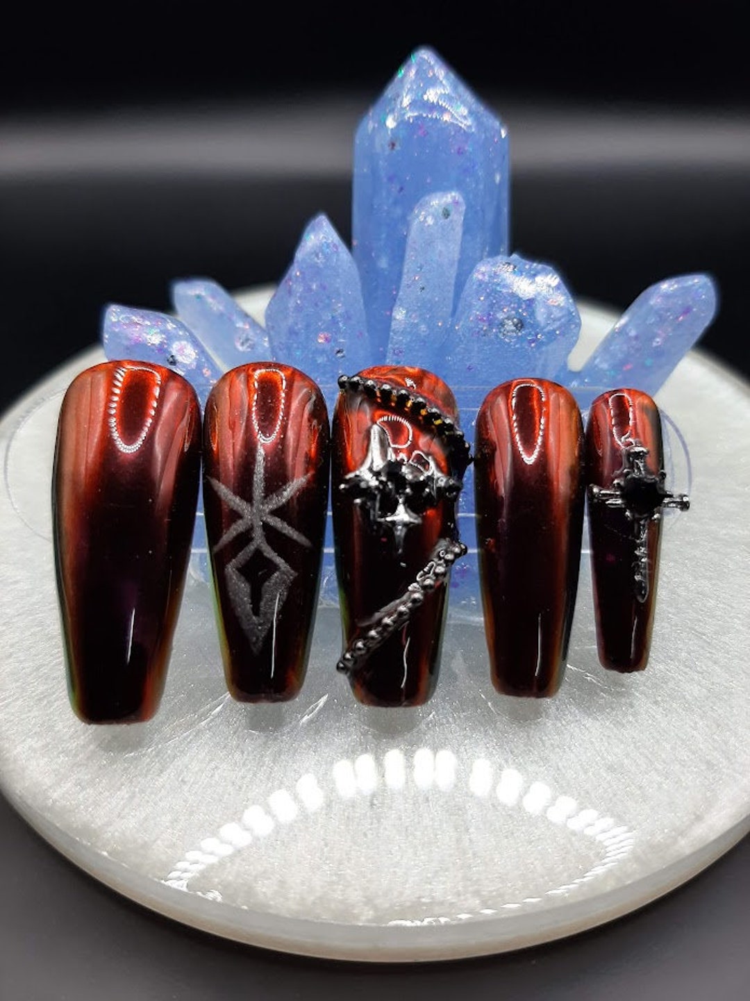 Final Fantasy XIV Dark Knight Soul Crystal Inspired Handmade Press-on ...