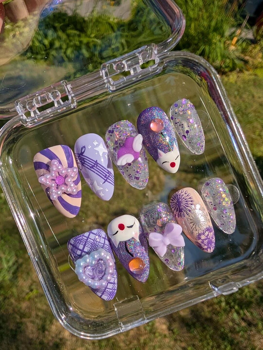 Glitter Purple, Final Fantasy Handmade Press-on Nails : Moogle Kupo ...