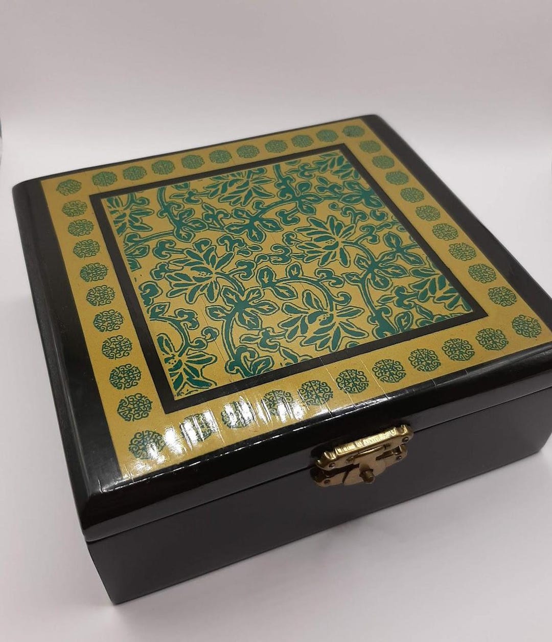 Vintage 1970s Vietnamese Lacquerware Jewelry Boxes With Mirror Green ...