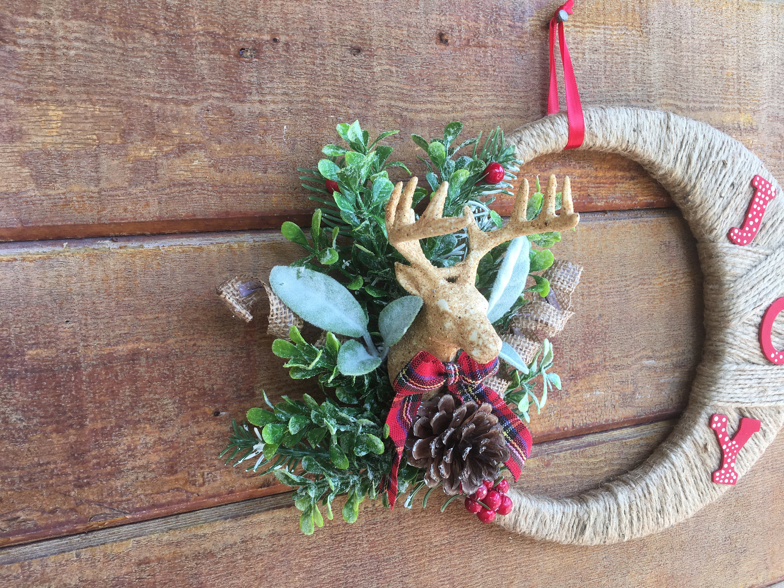 Deer, Joy Jute Wreath, Christmas Decorations, Wreaths, Farmhouse Decor ...