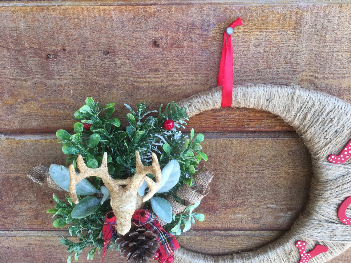 Deer, Joy Jute Wreath, Christmas Decorations, Wreaths, Farmhouse Decor ...