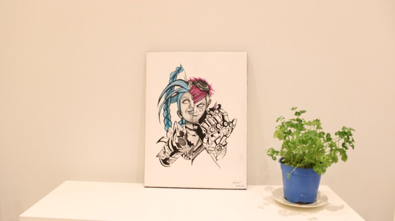 Jinx & Vi sisters Acrylic Handmade Painting on Canvas League of Legends ...