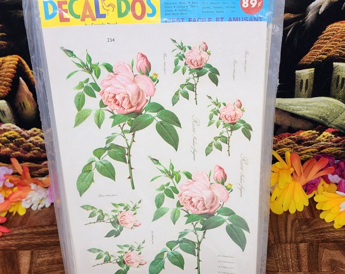 Vintage Large Rose Decals by Decal Do's, NOS, Unopened. Pink Roses ...