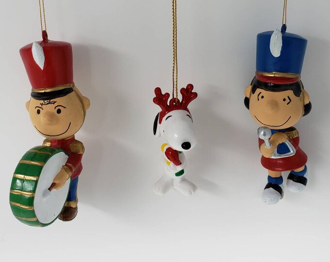 SNOOPY Peanuts Marching Band Ornaments - Lot of 3 - Christmas Holiday ...